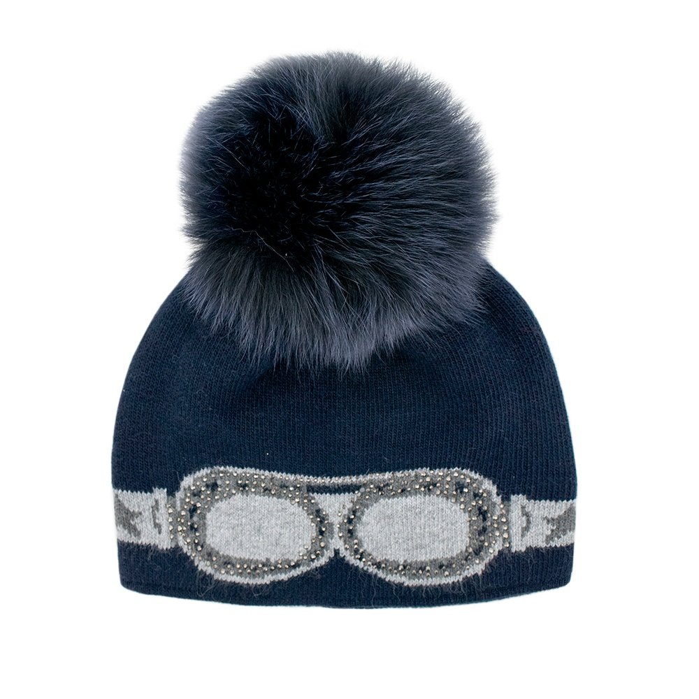 Peter Glenn Crystal Goggle Hat with Real Fur Pom (Girls') | Peter Glenn